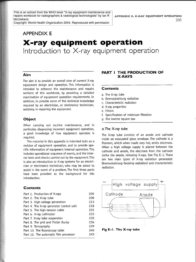 Introduction To X-Ray Equipment Operation | PDF