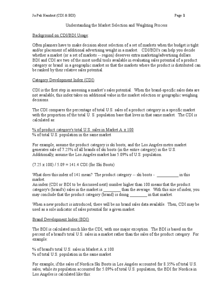 Ju-Pak Handout (CDI & BDI) | PDF | Business