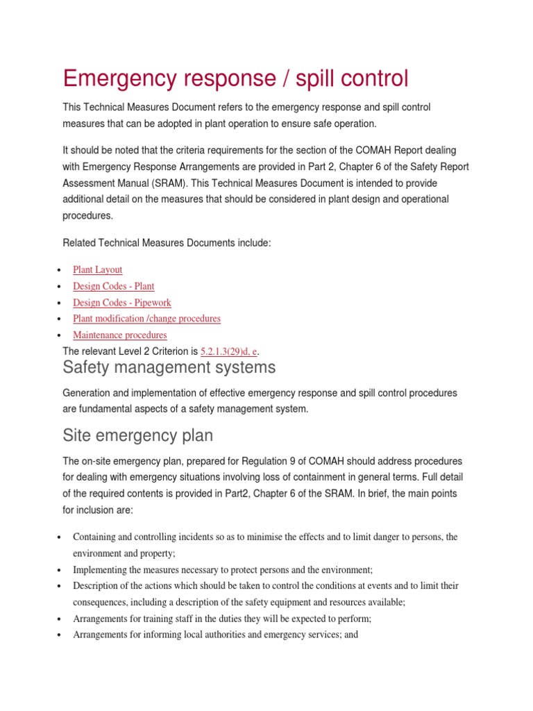 Emergency Response and Spill Control Guide | PDF | Emergency | Firefighting