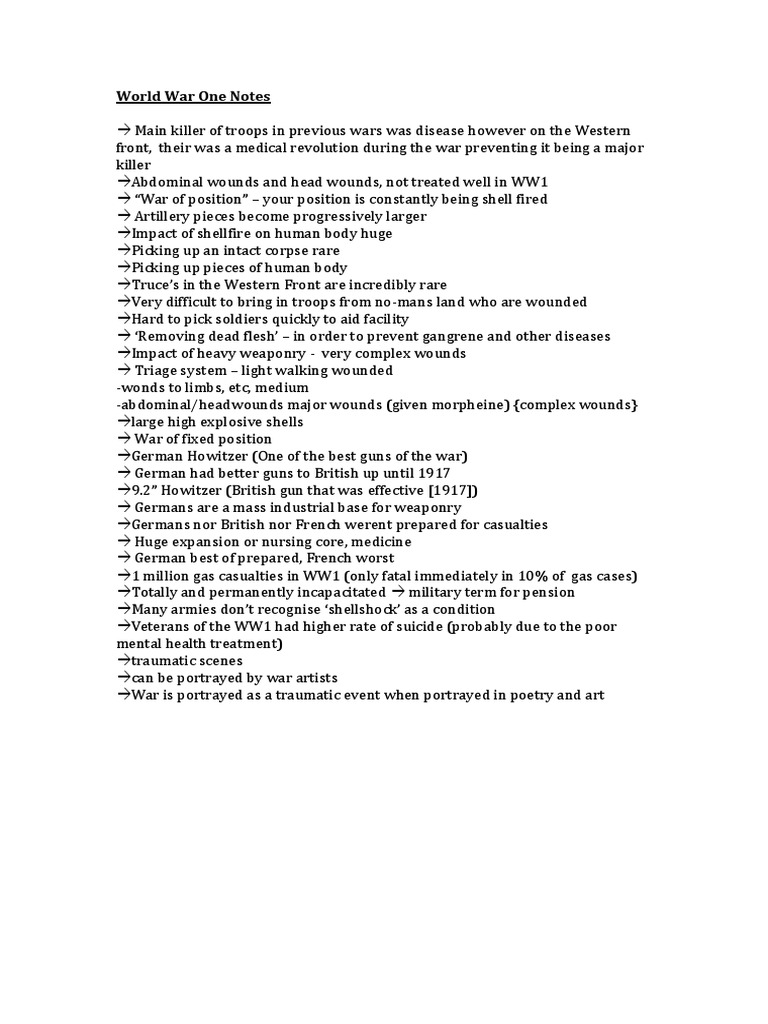 World War One Notes | PDF