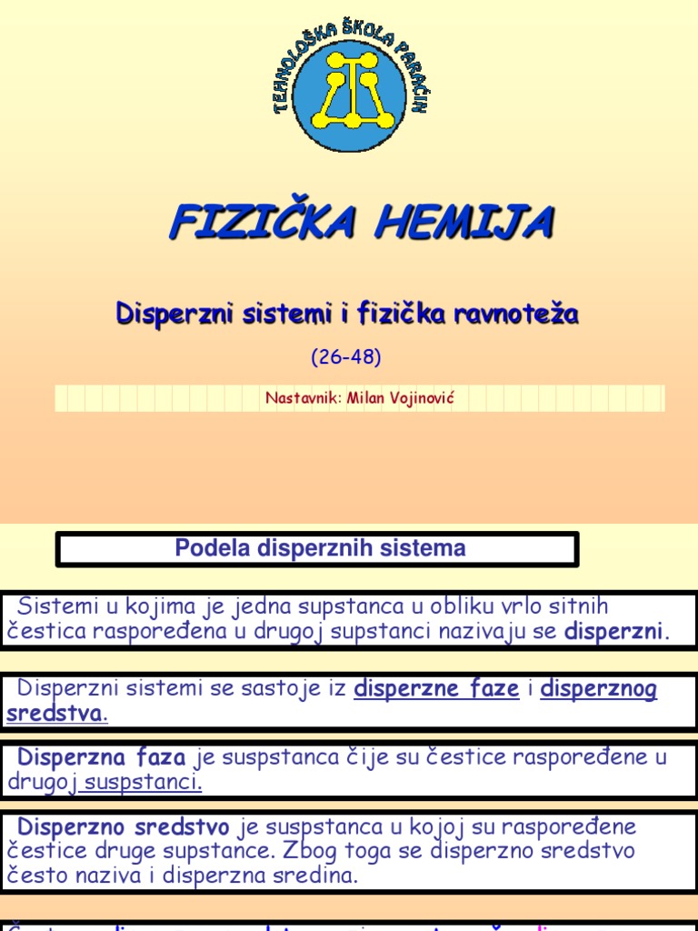 Disperzni Sistemi Fizicka Ravnoteza | PDF
