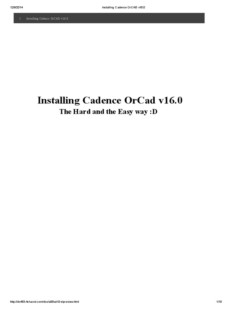 Installing Cadence OrCAD v16 | PDF | Data Management | Computer File