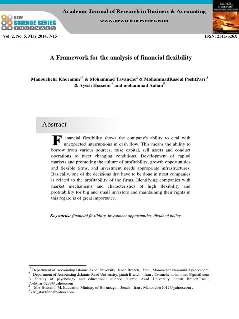 A Framework for Analyzing Financial Flexibility: Indicators, Sources, and Benefits of ...
