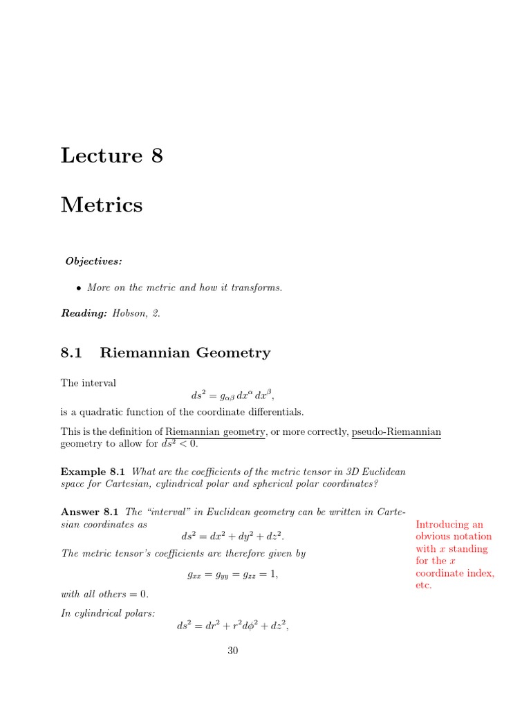 Metric Tensor Properties | PDF | Euclidean Space | Coordinate System