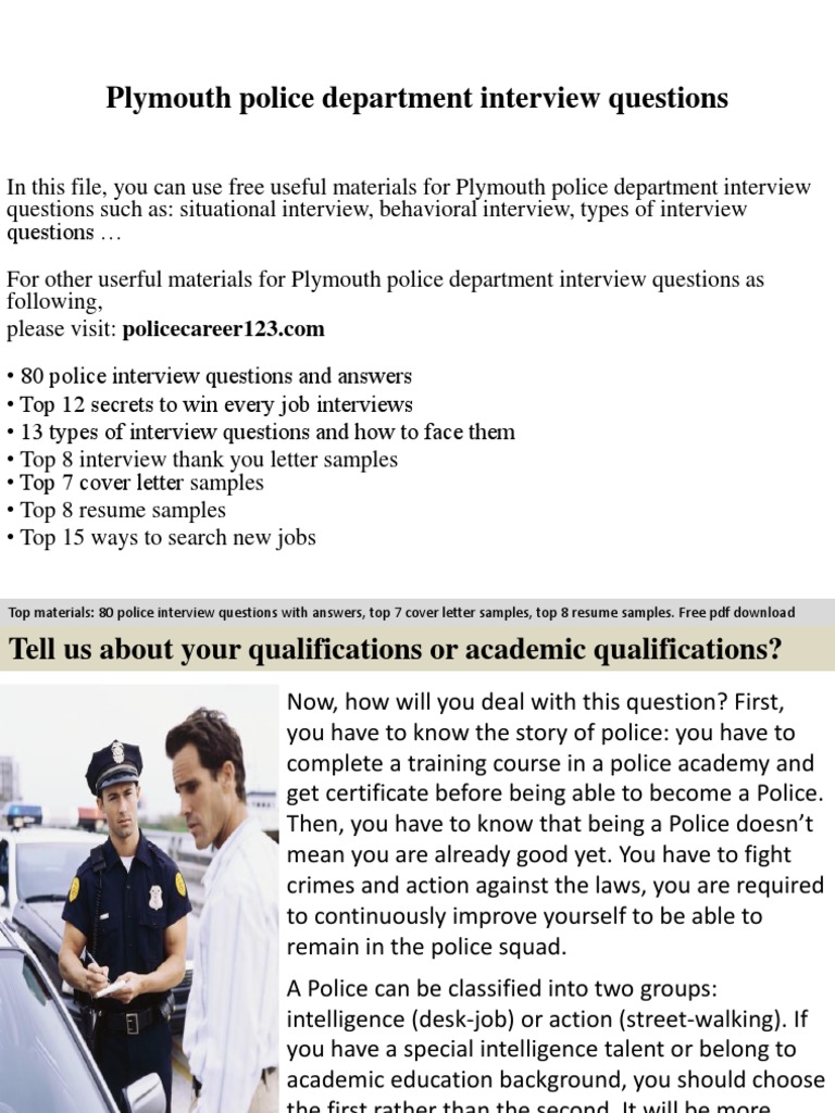 Plymouth Police Department Interview Questions | PDF | Career & Growth