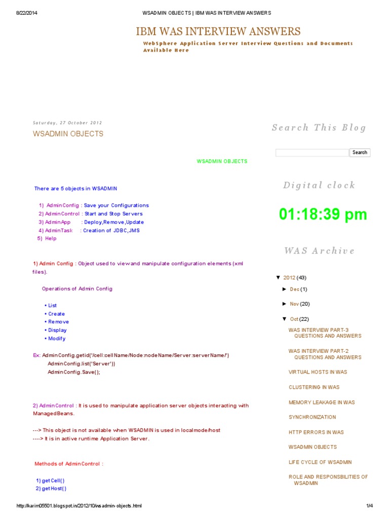 Wsadmin Objects - Ibm Was Interview Answers | PDF | Transport Layer ...