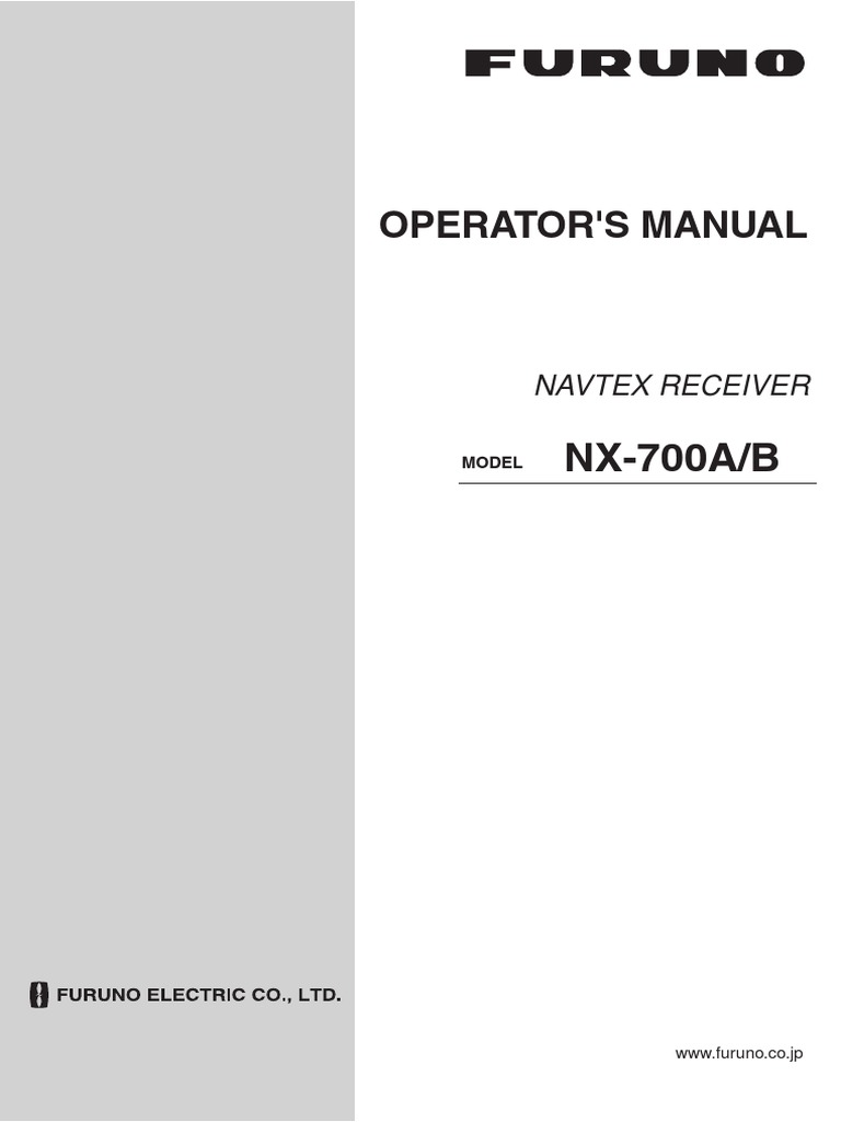 Furuno NAVTEX NX700 Operator's Manual | PDF | Electrical Engineering ...