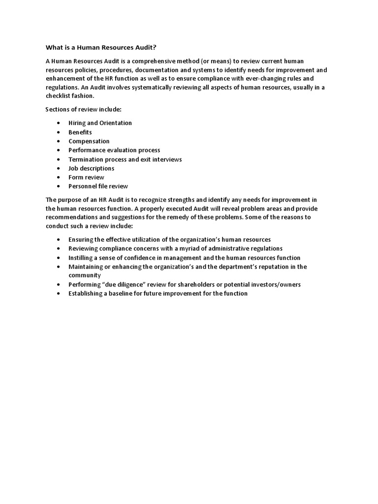Human Resources Audit Overview | PDF