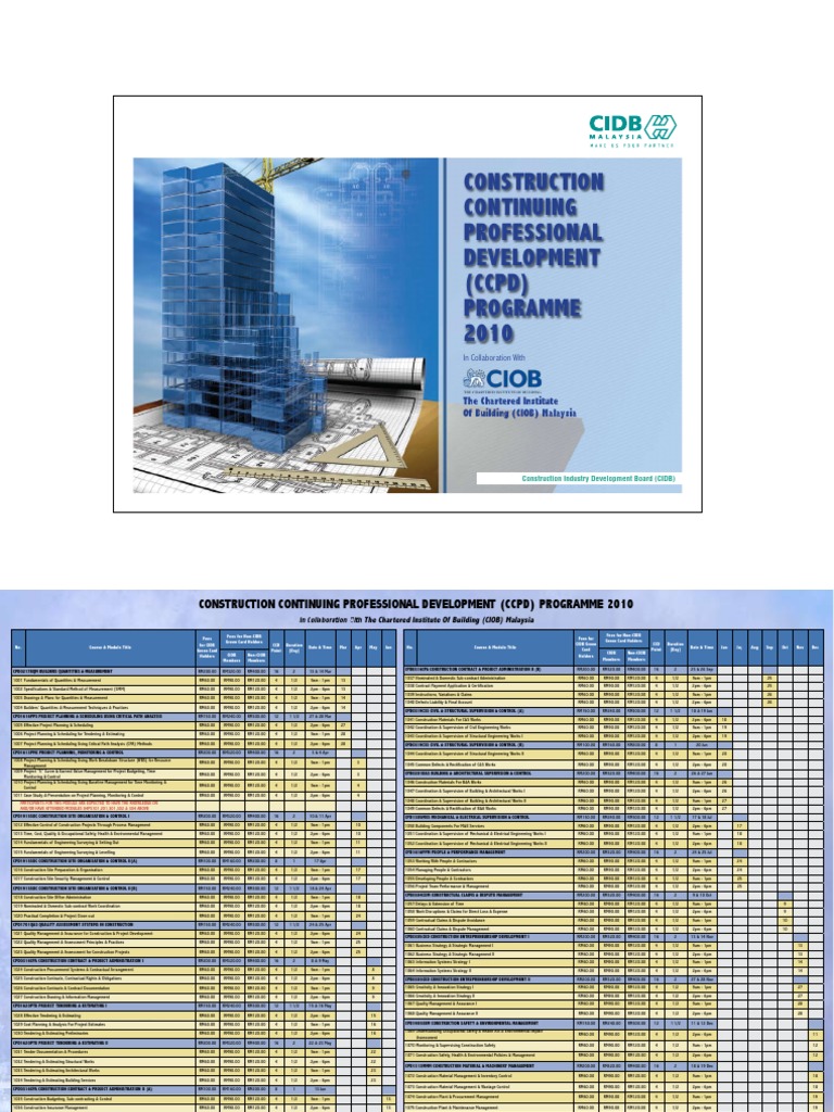 2010 Construction Continuing Professional Development (CCPD) Programme ...