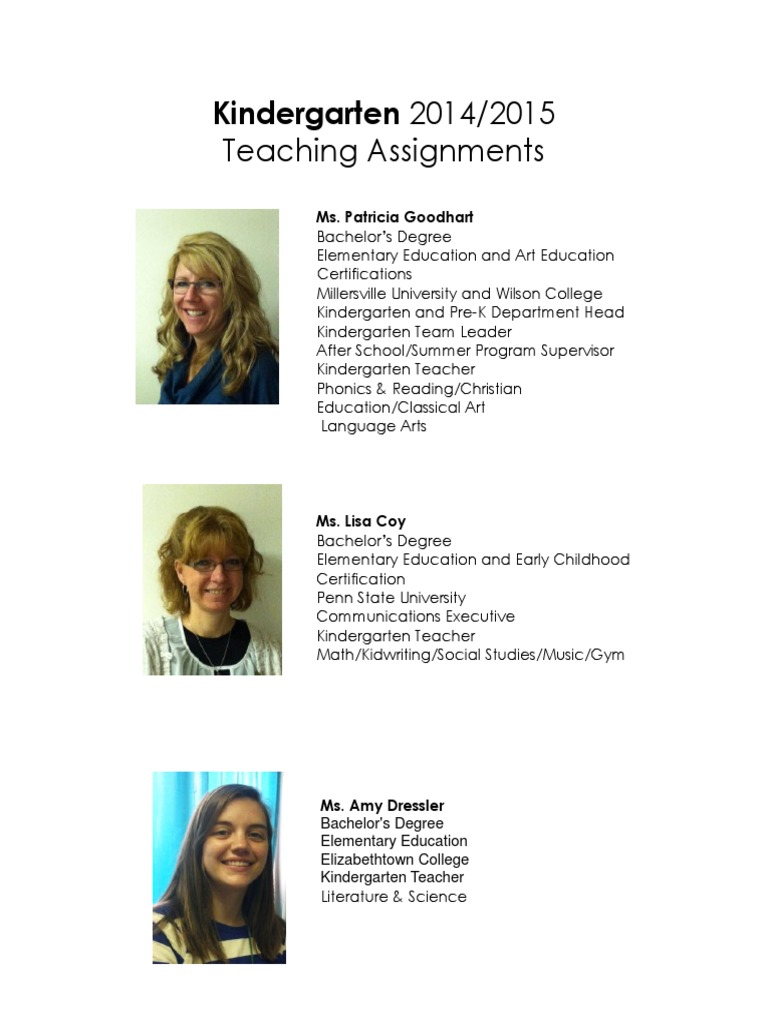 Kindergarten Teaching Assignments 2014-2015 | PDF | Social Science ...