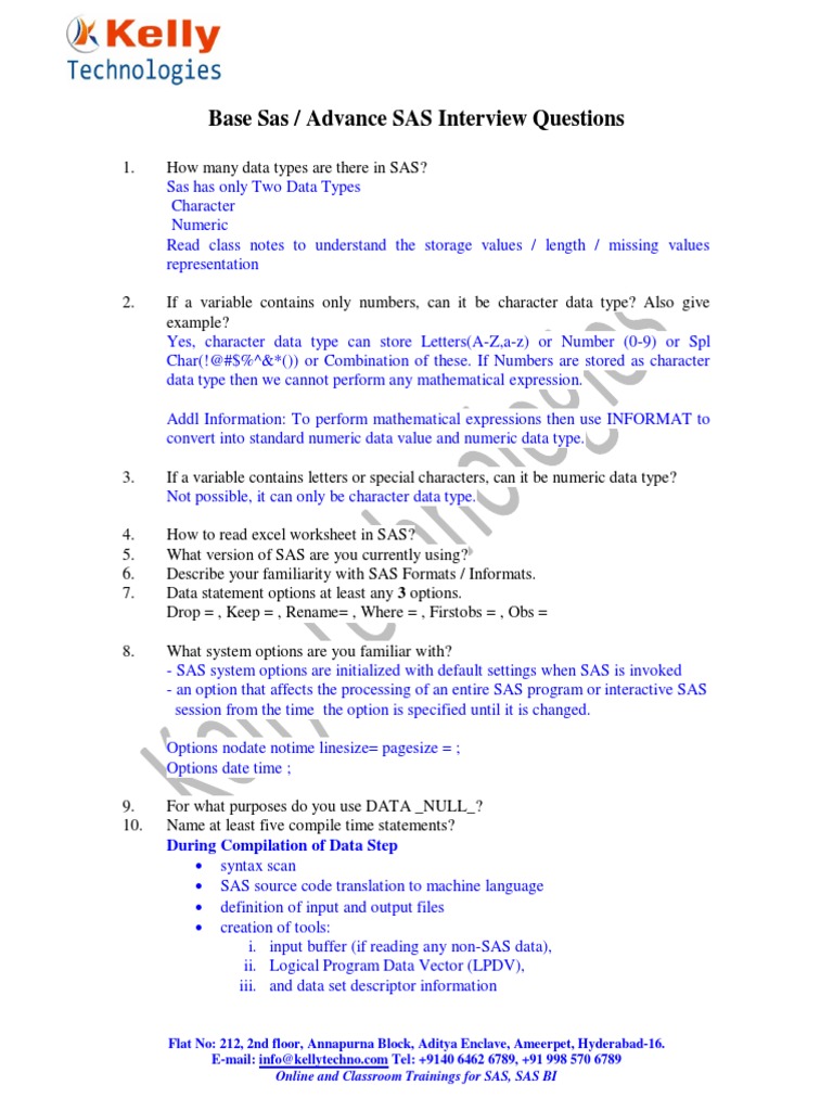 Base Sas Interview Questions by Topic | PDF | Sas (Software) | Parameter (Computer Programming)
