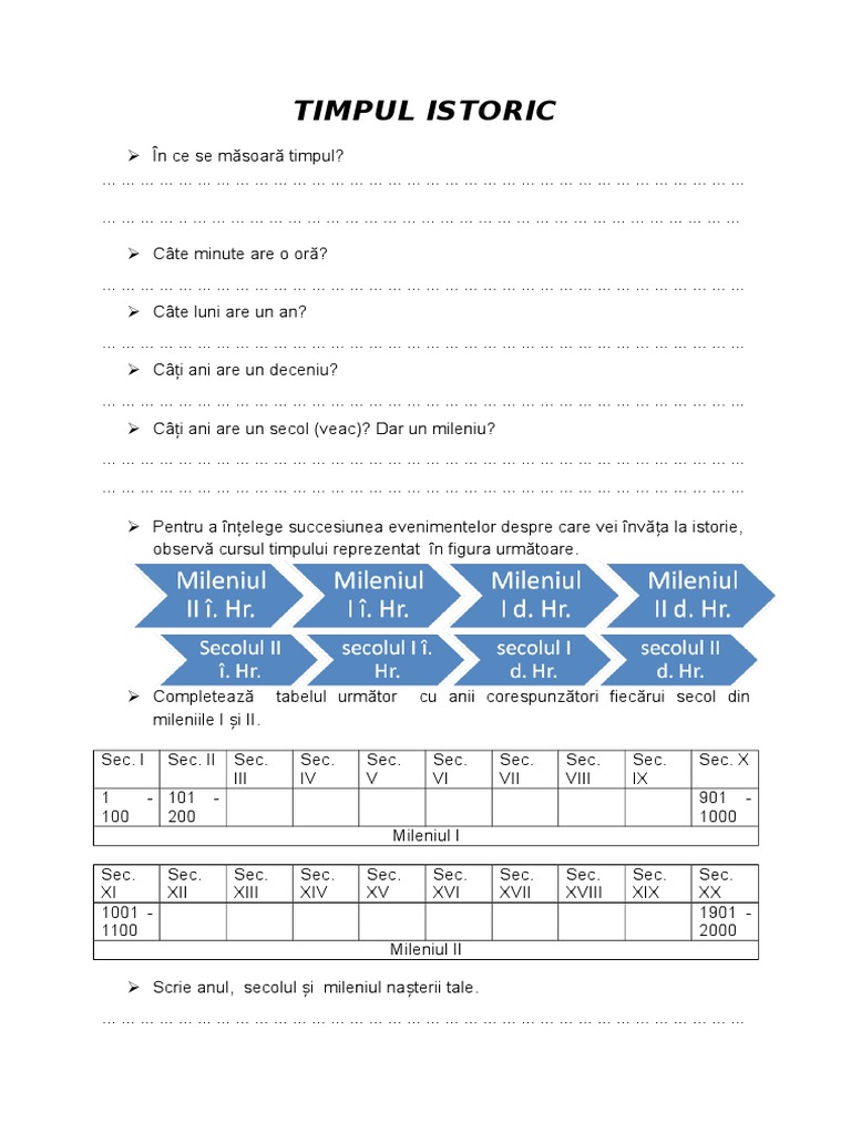 Caiet Cu Fise de Lucru La Istorie