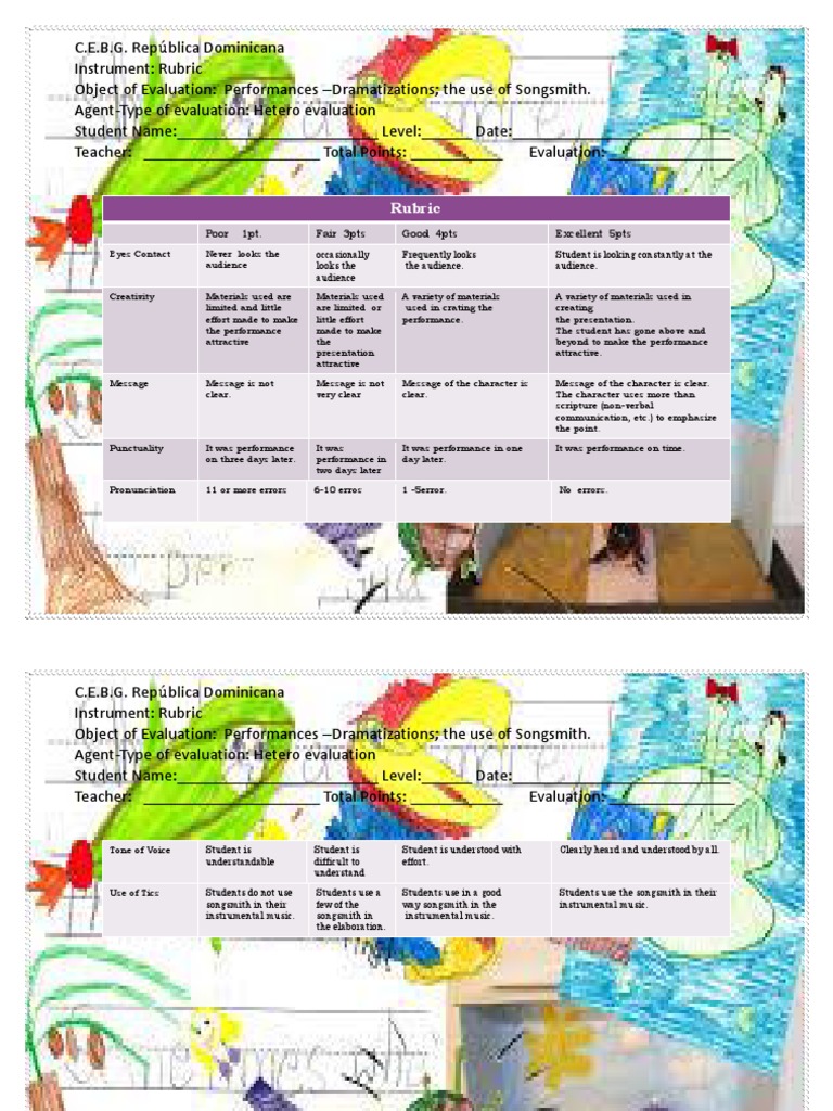 Drama Performance Evaluation Rubric | PDF
