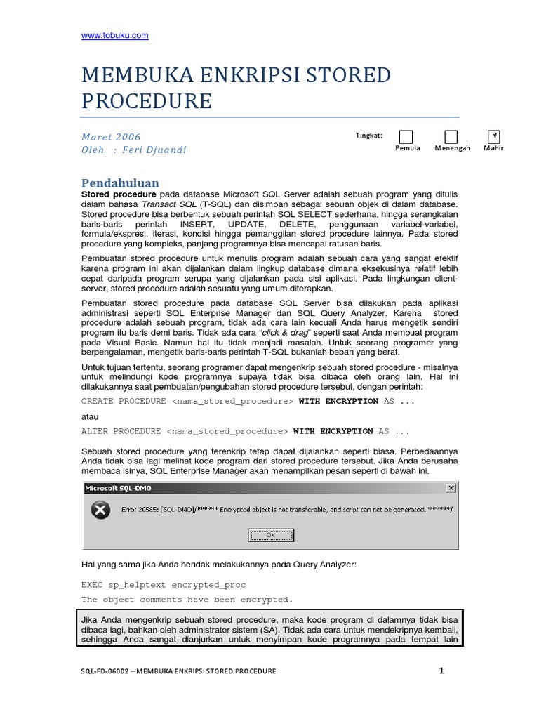 Membuka Enkripsi Stored Procedure | PDF | Sql | Microsoft Sql Server