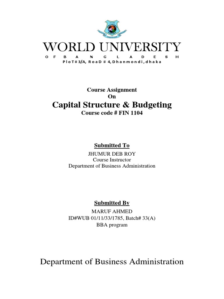 Capital Structure & Budgeting Assignment | PDF | Finance & Money Management