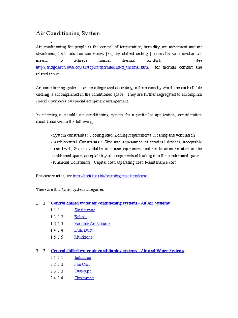 Central Air Conditioning Systems Explained | PDF | Air Conditioning ...