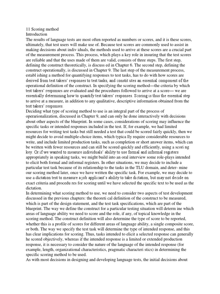 11 Scoring Method | PDF | Reading Comprehension | Knowledge