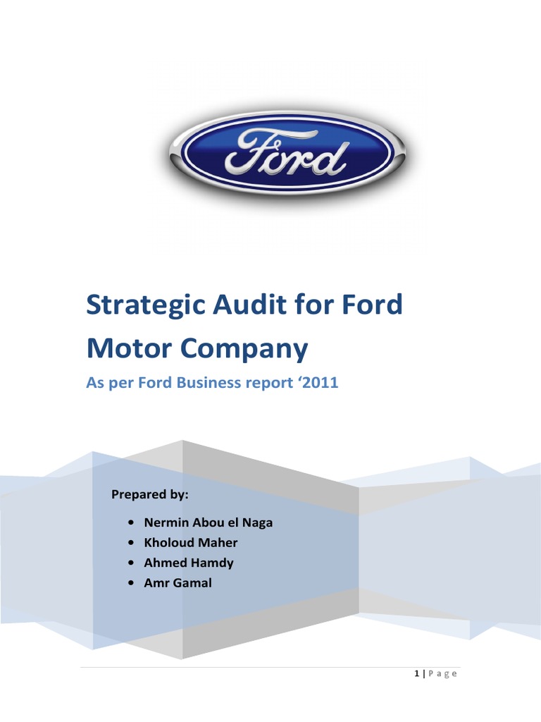 Strategic Audit For Ford Motor Company - V1.2 | PDF | Ford Motor ...