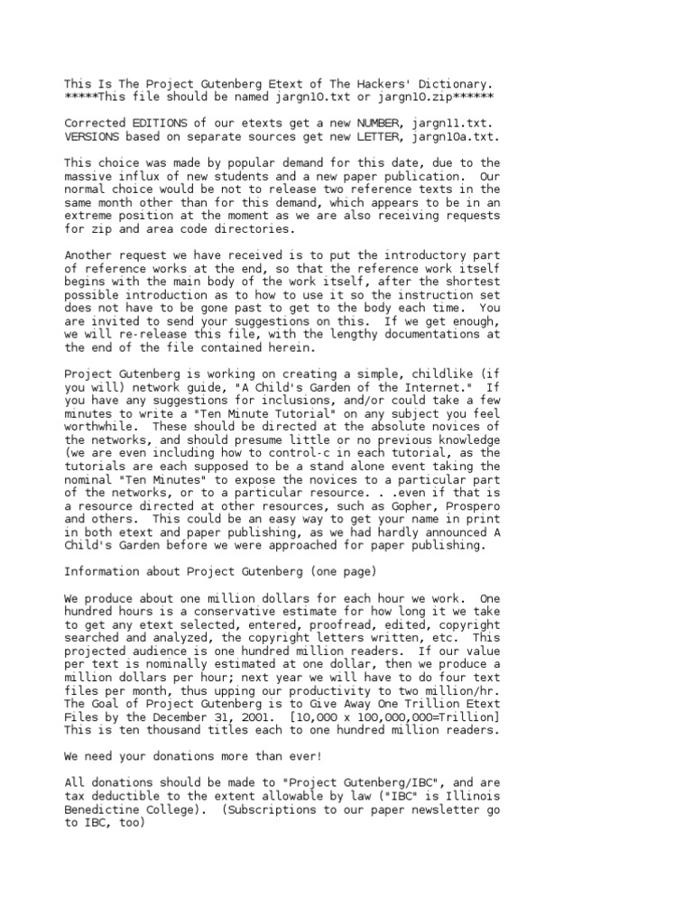 The Jargon File, Version 2.9.10, 01 Jul 1992 by Various | PDF | Hacker ...