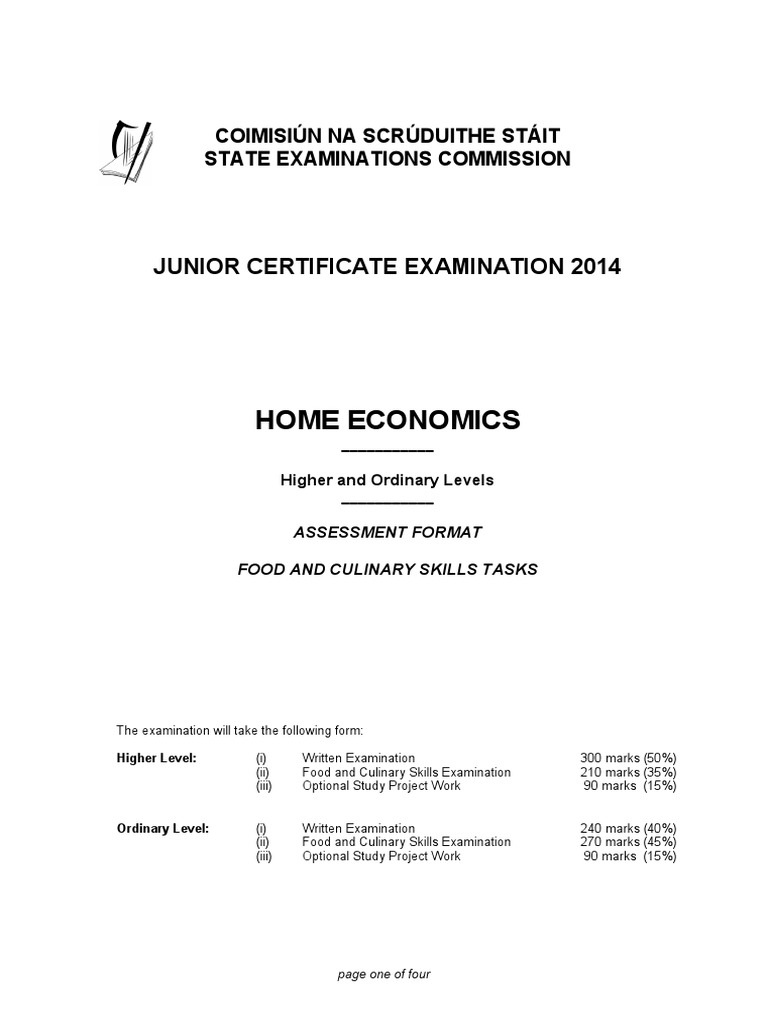 Junior Certificate Home Economics Exam 2014 | PDF | Baking | Test ...