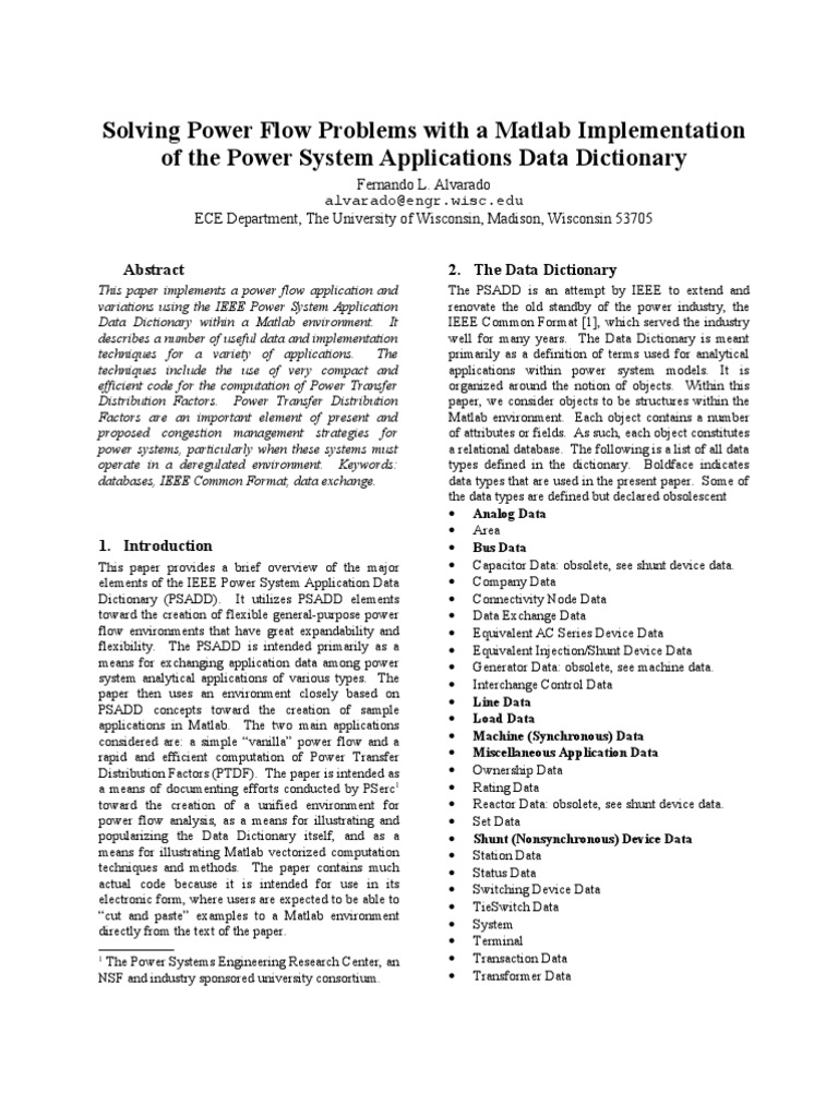 Matlab Power Flow Solutions Using PSADD | PDF | Transformer | Ac Power