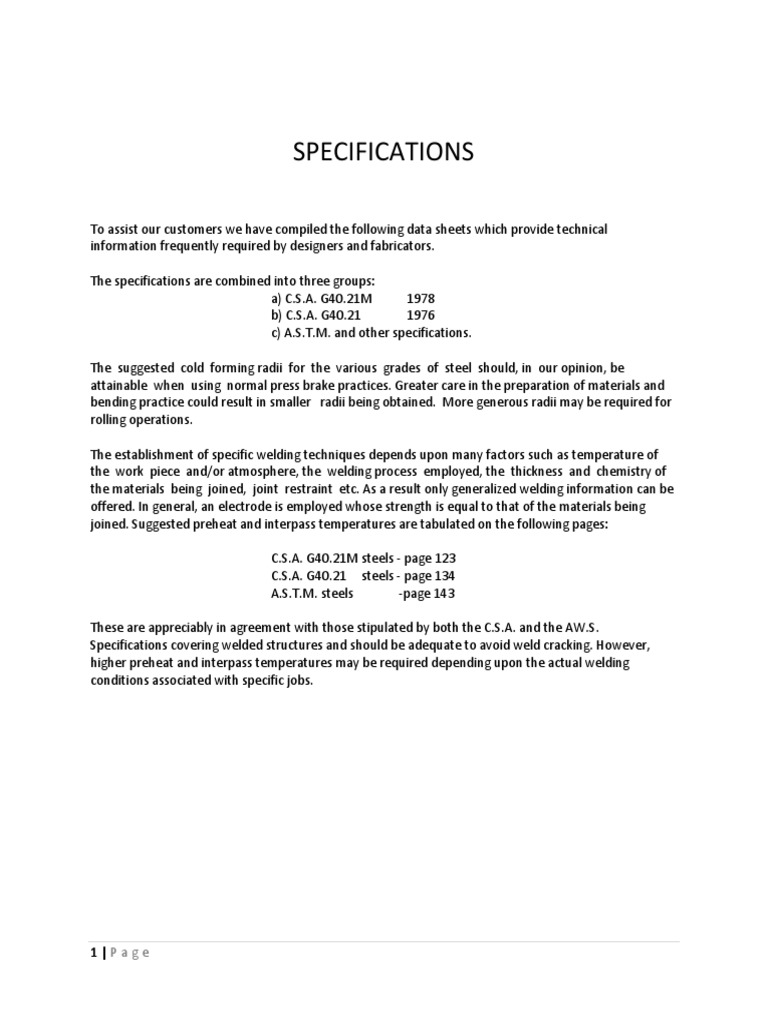 Guide To Structural Steel Selection - G-Specifications | PDF ...