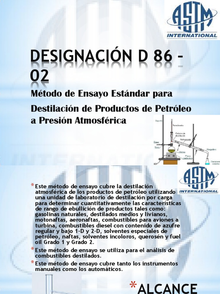 ASTM D-86 Presentación | Destilación | Petróleo