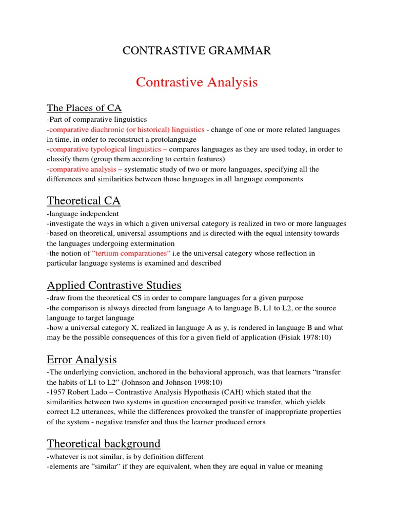 Contrastive Grammar | PDF | Grammatical Tense | Grammatical Gender