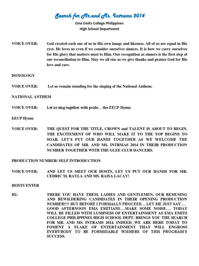 Search for Mr. and Ms. Intrams 2014 | PDF | Clothing | Leisure