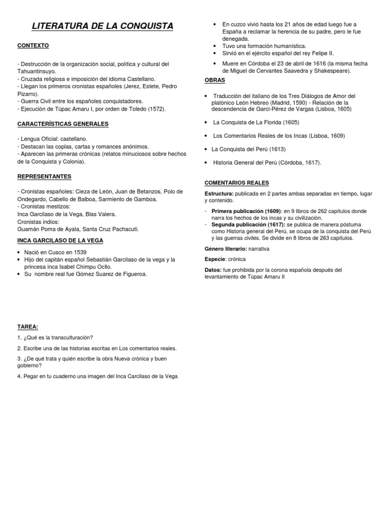 Literatura de La Conquista - Clase | PDF