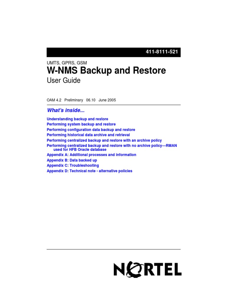 W-NMS Backup and Restore User Guide | PDF | Ip Multimedia Subsystem ...