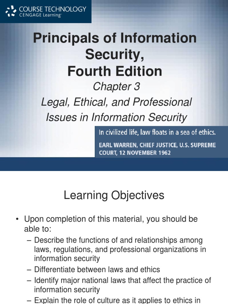 Principals of Information Security, Fourth Edition: Legal, Ethical, and ...