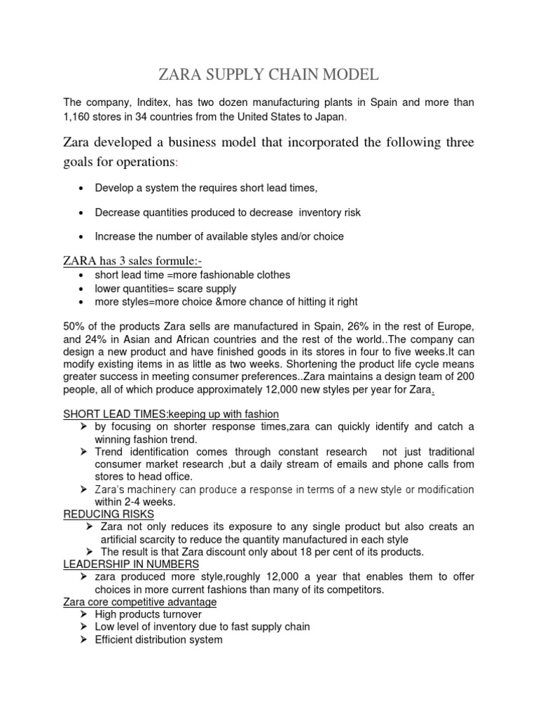 Zara Supply Chain Model | PDF | Supply Chain | Fashion