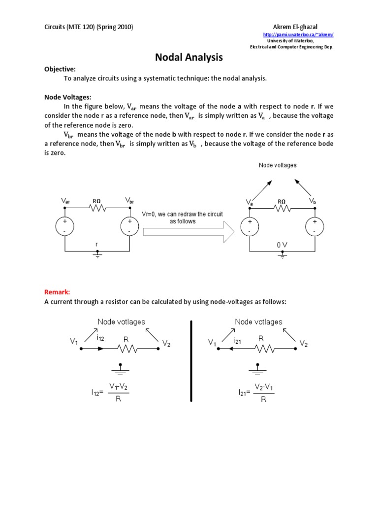 Nodel Analysis MTE120 | PDF | Electrical Network | Equations