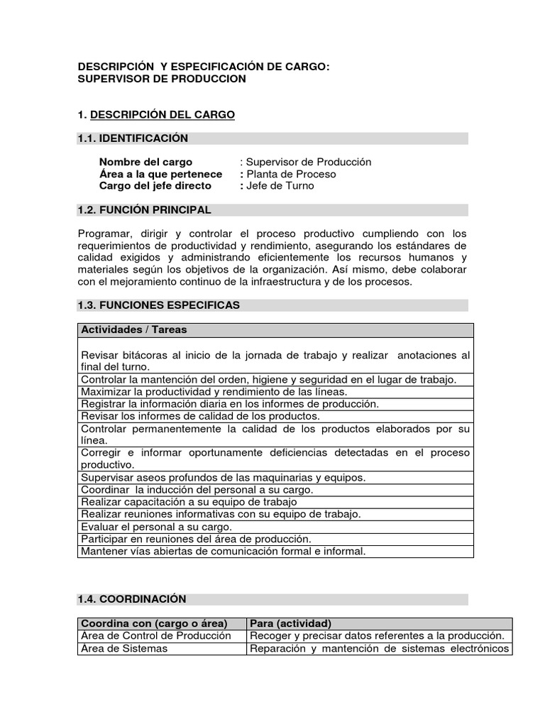 Descriptor de Cargo | PDF | Calidad (comercial) | Business