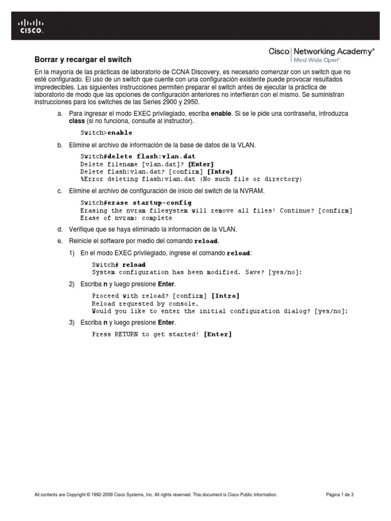 Comandos Basicos Switch y Router | PDF | Enrutador (Computación) | Conmutador de red