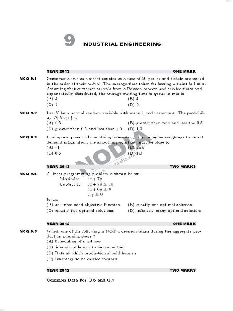 Industrial Engineering | PDF | Mathematical Optimization | Linear ...