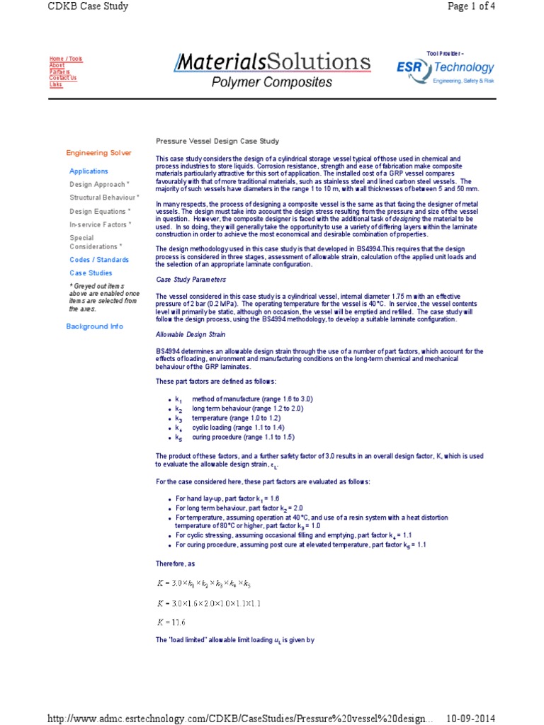 Case Study of Vessel As Per BS 4994 | PDF | Composite Material | Fiberglass