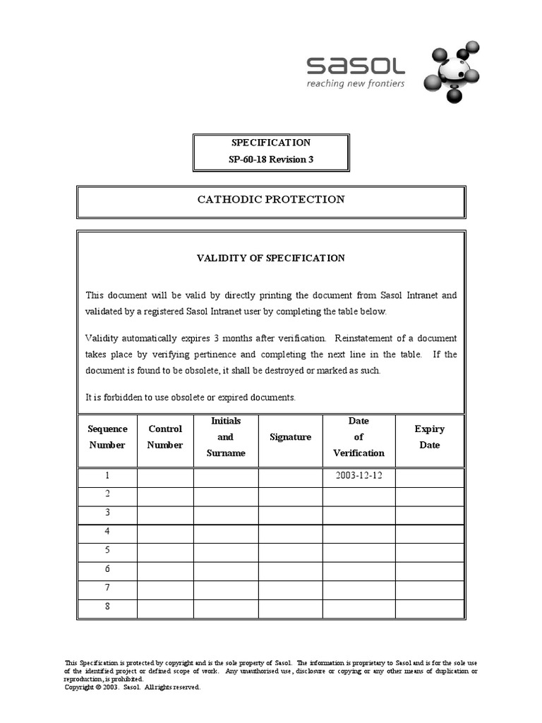 SP60-18 Rev3 Cathodic Protection | PDF | Anode | Corrosion
