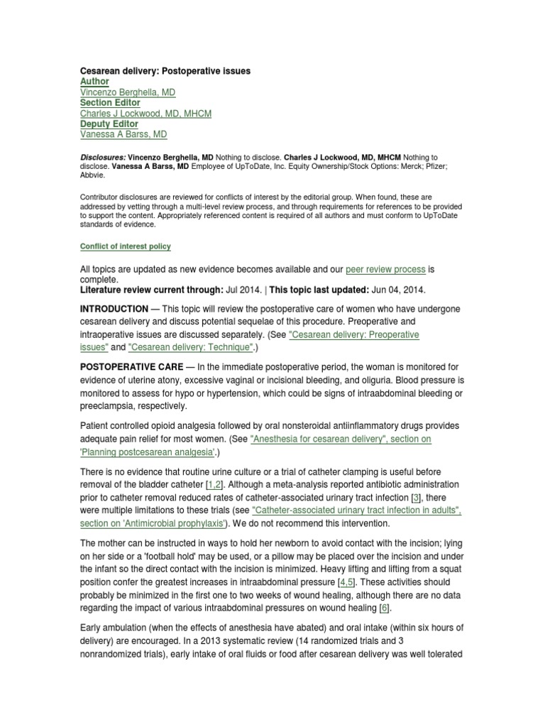 Cesarean Delivery Post Op | PDF | Caesarean Section | Childbirth
