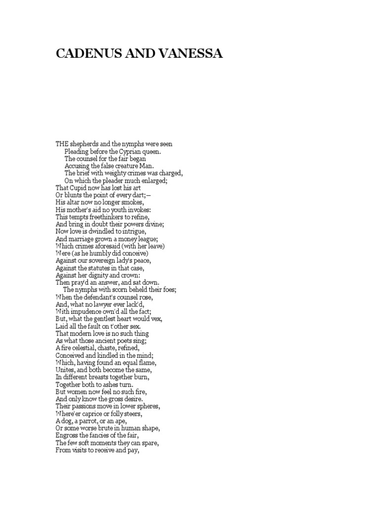 Cadenus and Vanessa | PDF