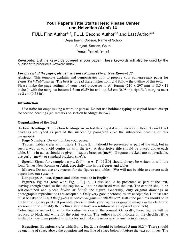 Scientific Paper Template | PDF | Bracket | Communication Design