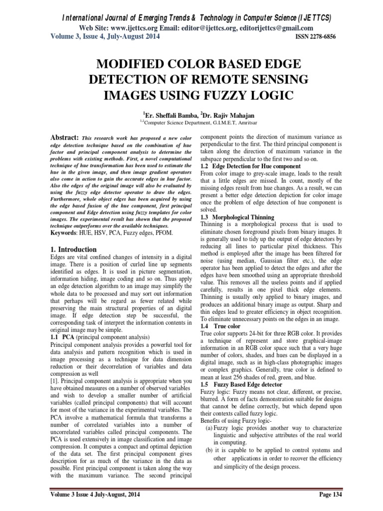 Modified Color Based Edge Detection of Remote Sensing Images Using Fuzzy Logic | Download Free ...