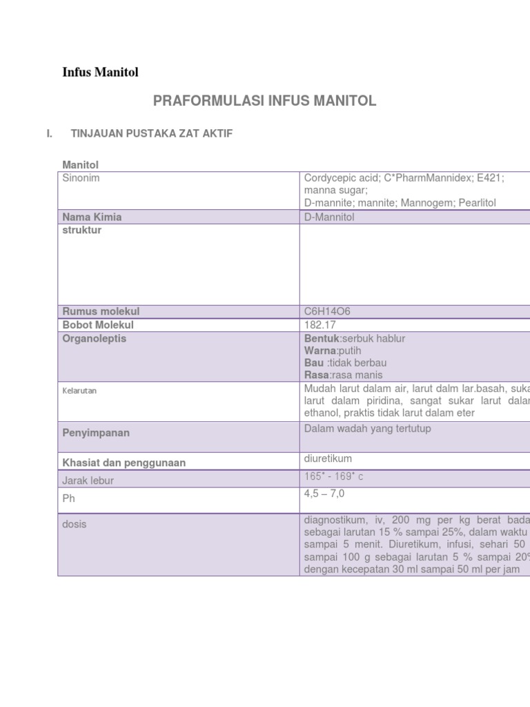 Formulasi dan Penggunaan Infus Manitol | PDF | Kesehatan Holistik ...
