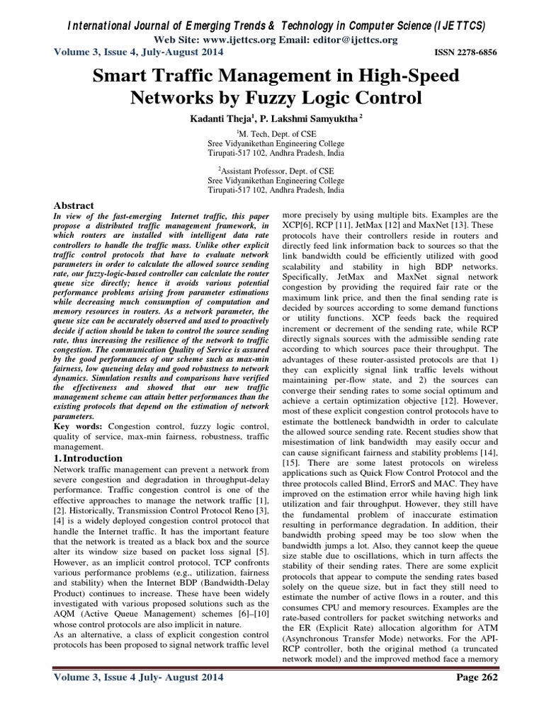 Smart Traffic Management in High-Speed Networks by Fuzzy Logic Control ...