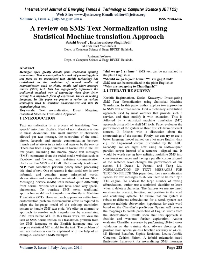 A Review On SMS Text Normalization Using Statistical Machine ...