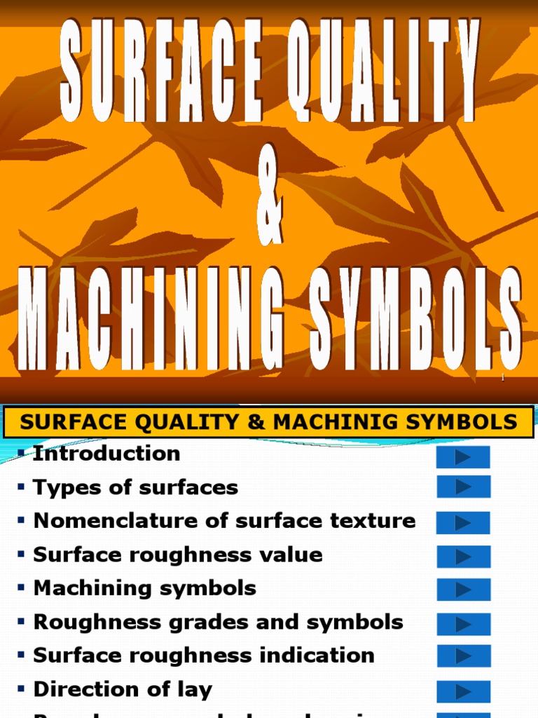 Surface Roughness Symbols and Values | PDF | Surface Roughness | Machining
