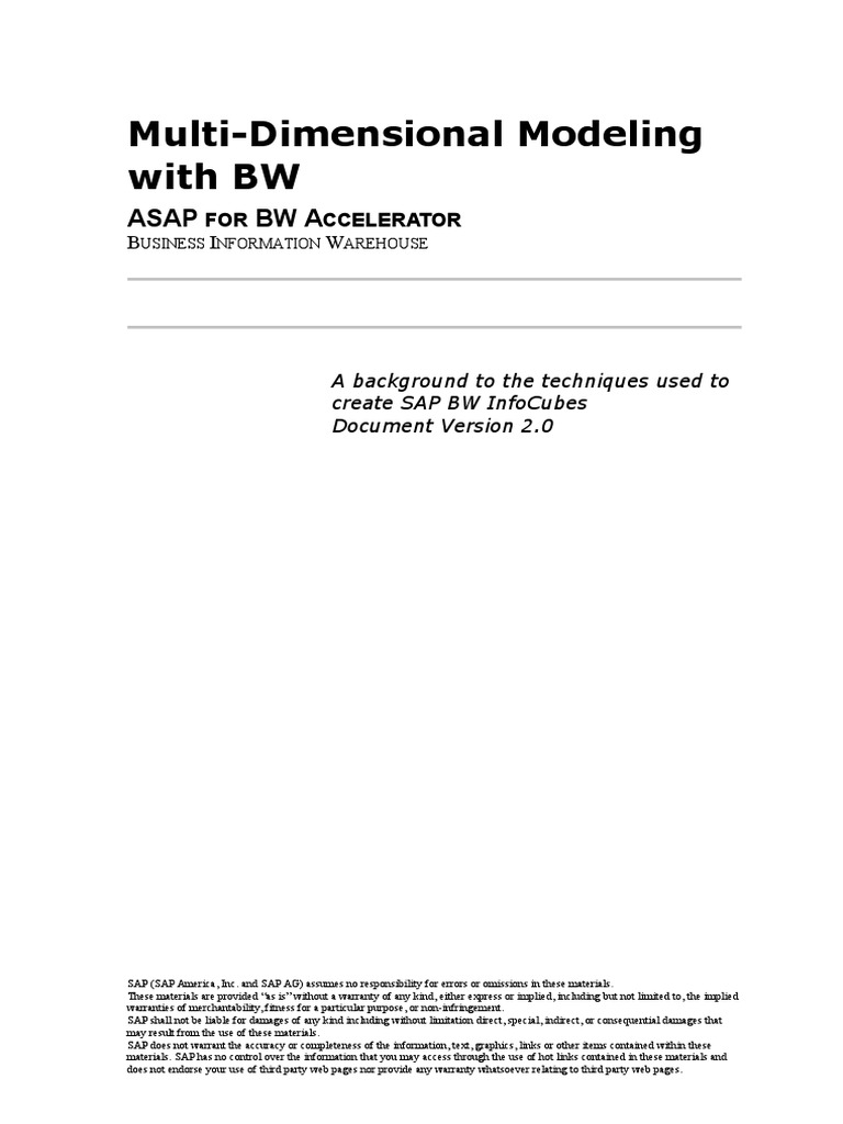 Multi-Dimensional Modeling With BW | PDF | Data Warehouse | Conceptual ...