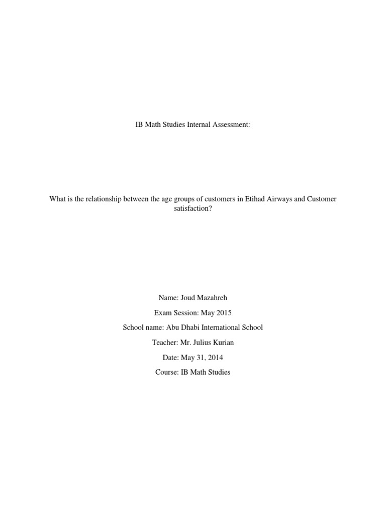 IB Math Studies Internal Assessment-2 | PDF | Mean | Statistics