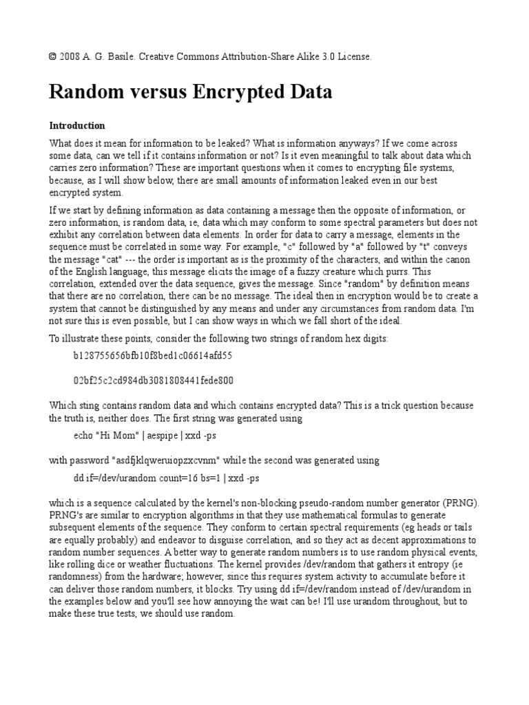 Random Versus Encrypted Data | PDF | Cryptography